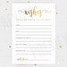 Printable Wishes for the Bride Note Card, Advice for the Bride Note ...