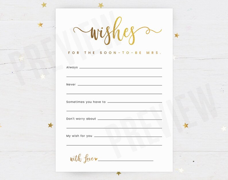 Printable Wishes for the Bride Note Card, Advice for the Bride Note ...