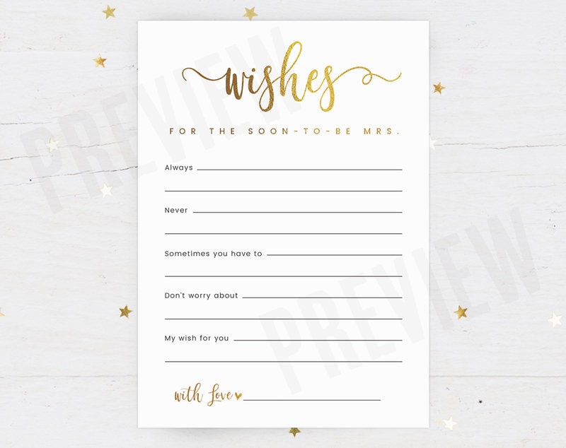 Printable Wishes for the Bride Note Card, Advice for the Bride Note ...