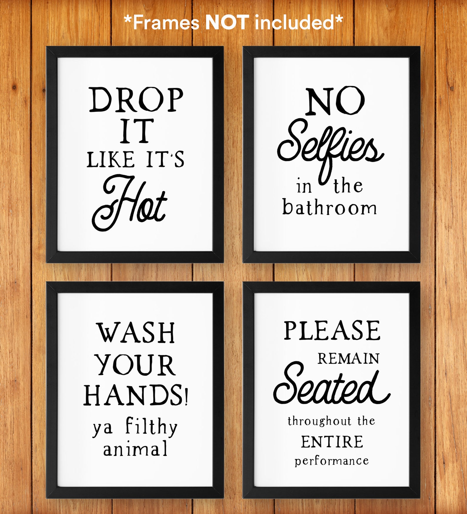 Funny Bathroom Signs- Set of 4 Prints (UNFRAMED), Bathroom Wall Decor ...