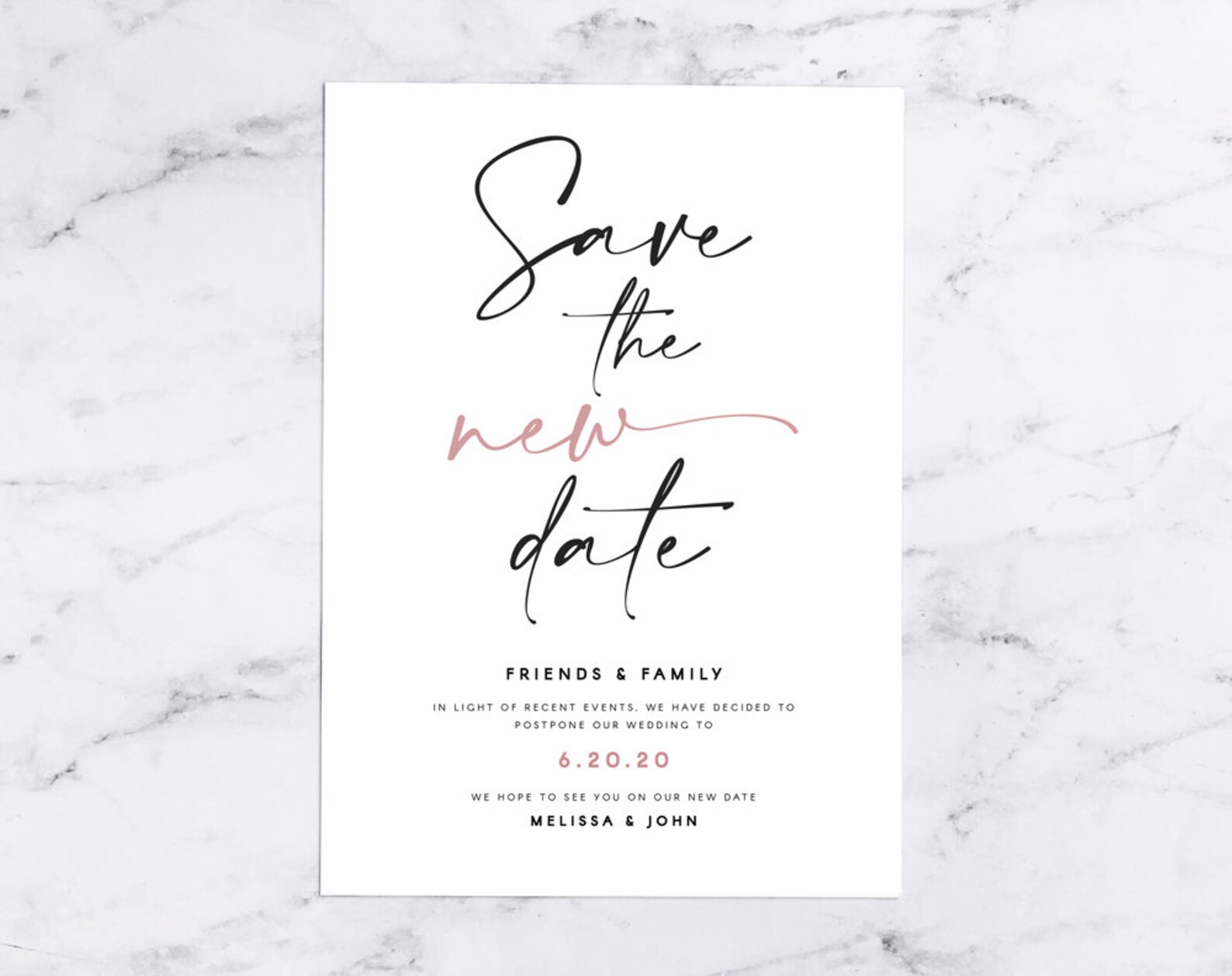 Printable Save the New Date Announcement Change the Date - Etsy