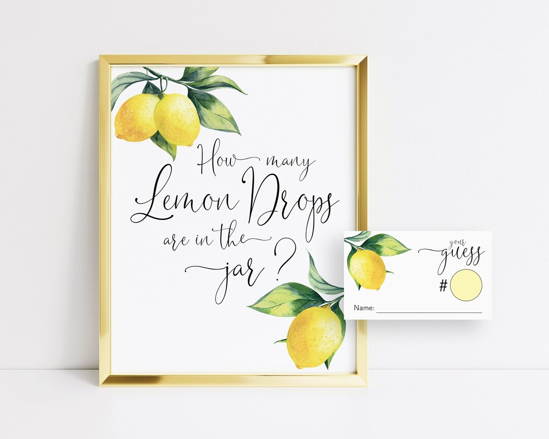 Printable "how Many Lemon Drops Are in the Jar?" Game Sign, Lemon ...