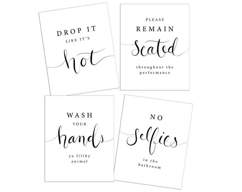 Funny Bathroom Signs (set of 4) - INSTANT DOWNLOAD, Funny Quotes and ...