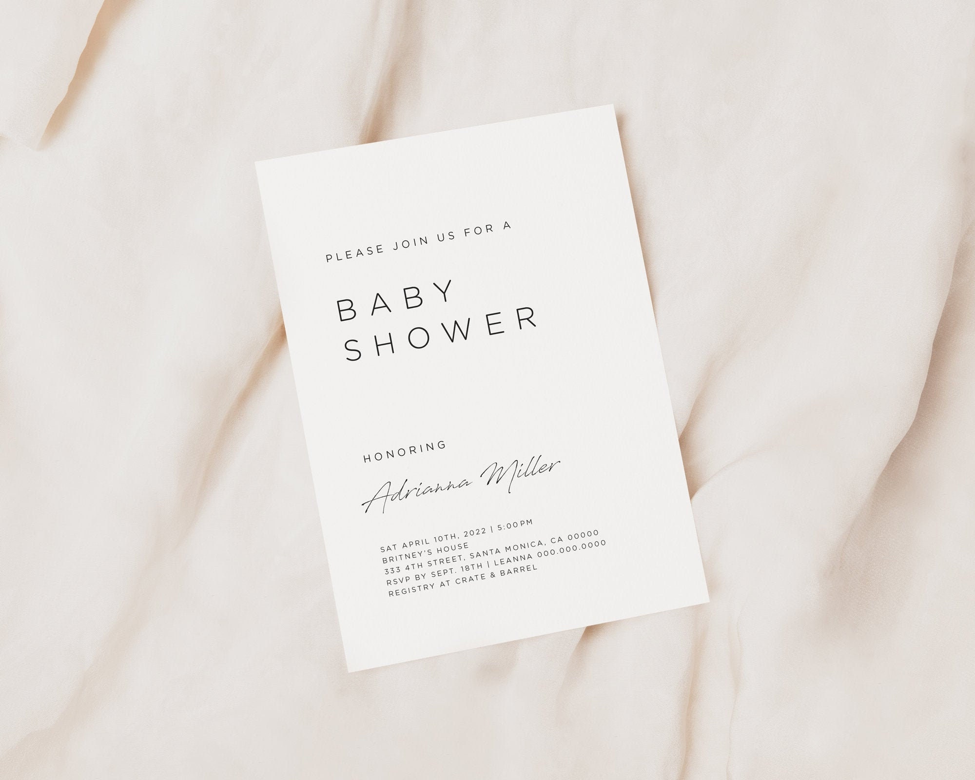 Printable Baby Shower Invitation Simple, Baby Shower Invitation Minimal ...