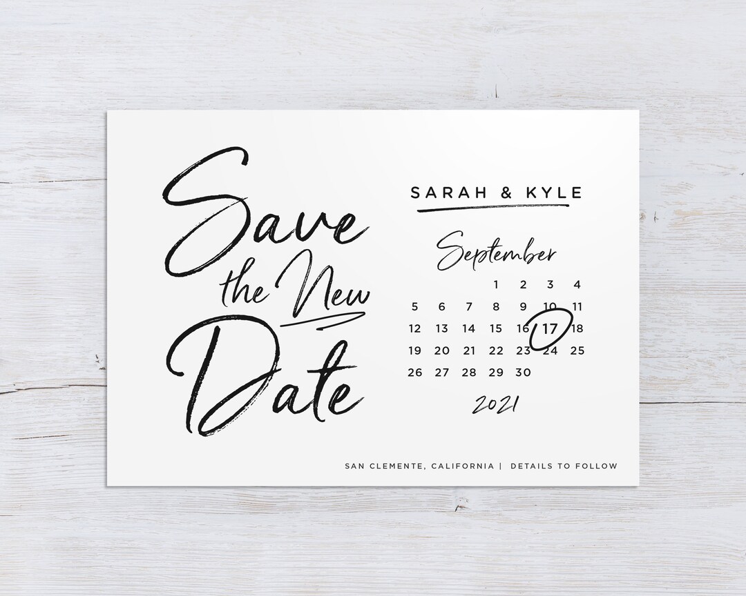 Save the New Date Postcard Announcement PRINTED, Change the Date ...