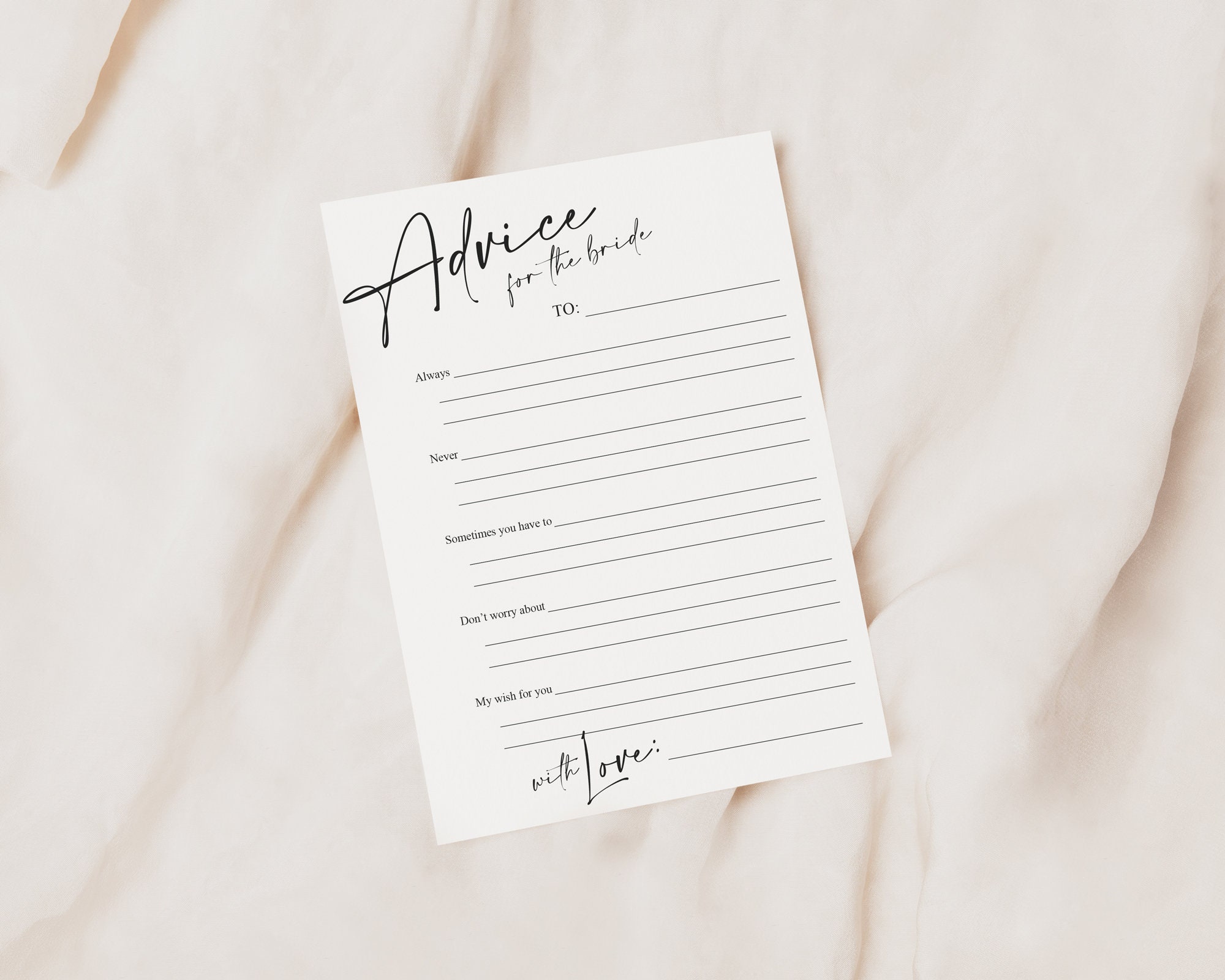 Printable 'advice for the Bride-to-be' Cards, Bridal Shower Games ...