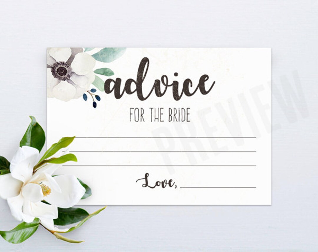Printable "advice for the Bride" Note Cards, Instant Download - Etsy