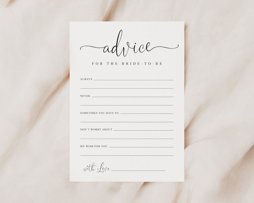 Advice for the Bride Note Cards, Bridal Advice Cards, Bridal Shower ...