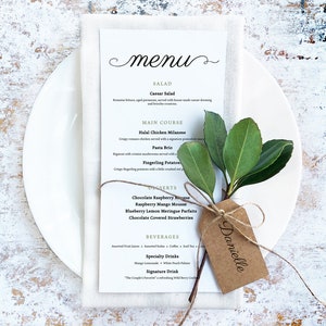 Wedding Menu + Name Tag Place Setting (twine Included for Tying) - Etsy