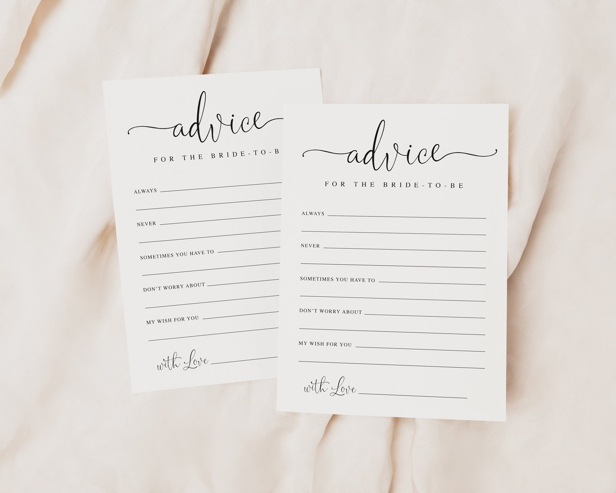 Printable 'advice for the Bride-to-be' Cards, Bridal Shower Games ...