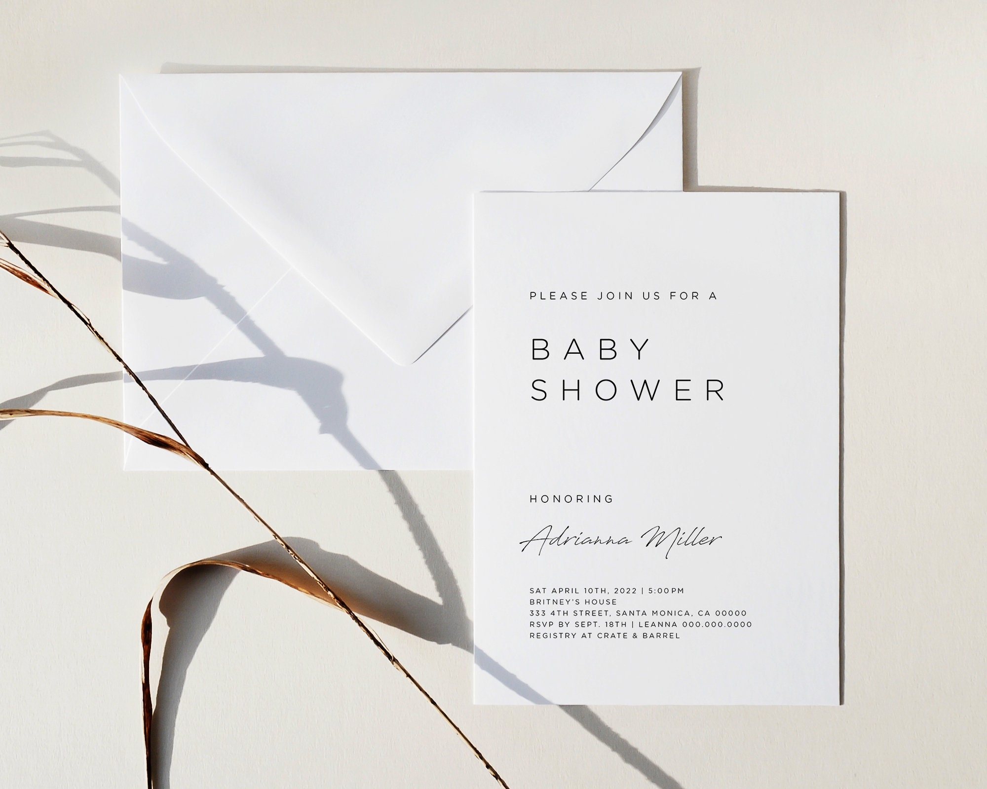 Printable Baby Shower Invitation Simple, Baby Shower Invitation Minimal ...