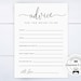 Printable 'advice for the Bride-to-be' Cards, Bridal Shower Games ...