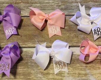 Monogrammed hair bow | Etsy