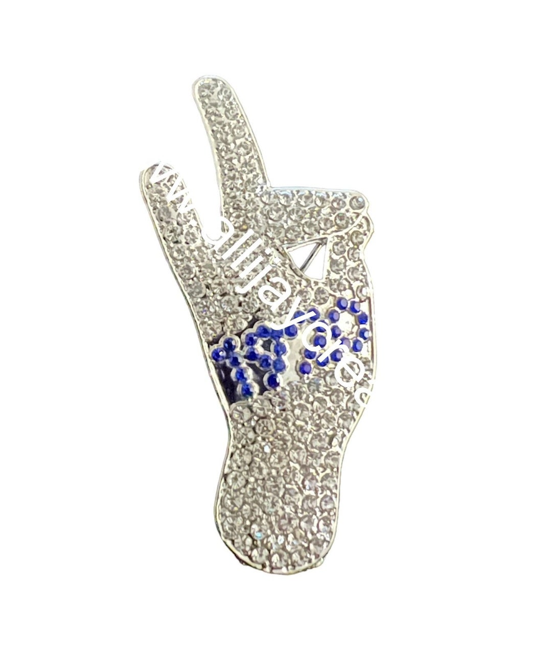 Zeta Rhinestone Kitty Hand Sign Brooch - Etsy