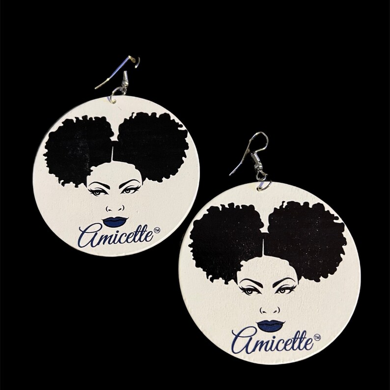 Amicette Afro Girl Wood Earrings - Etsy