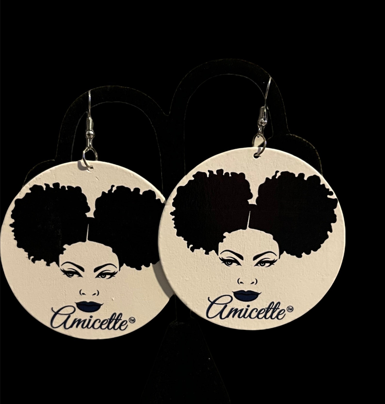 Amicette Afro Girl Wood Earrings - Etsy