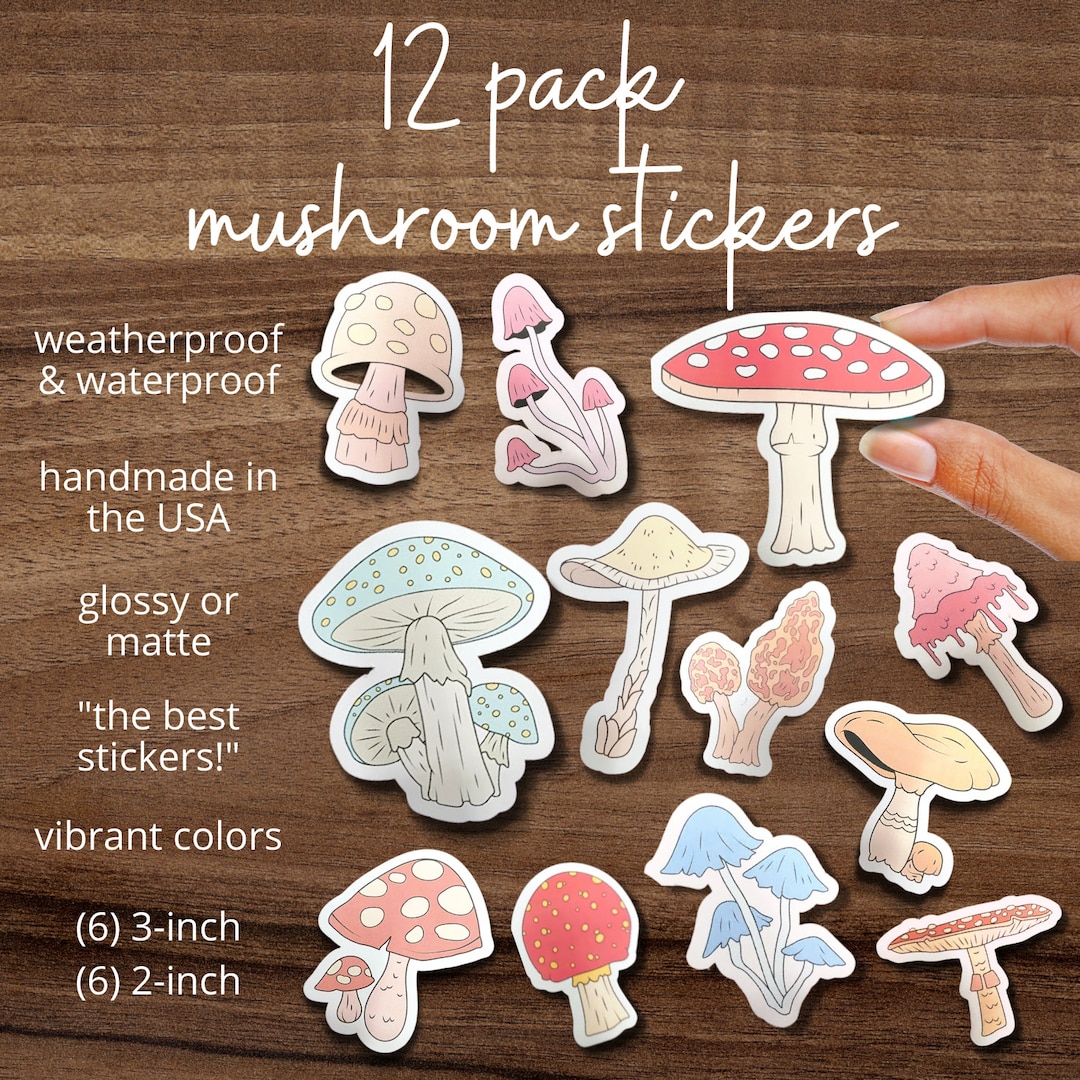 Mushroom Stickers, Aesthetic Stickers, Water Bottle Stickers, Laptop ...