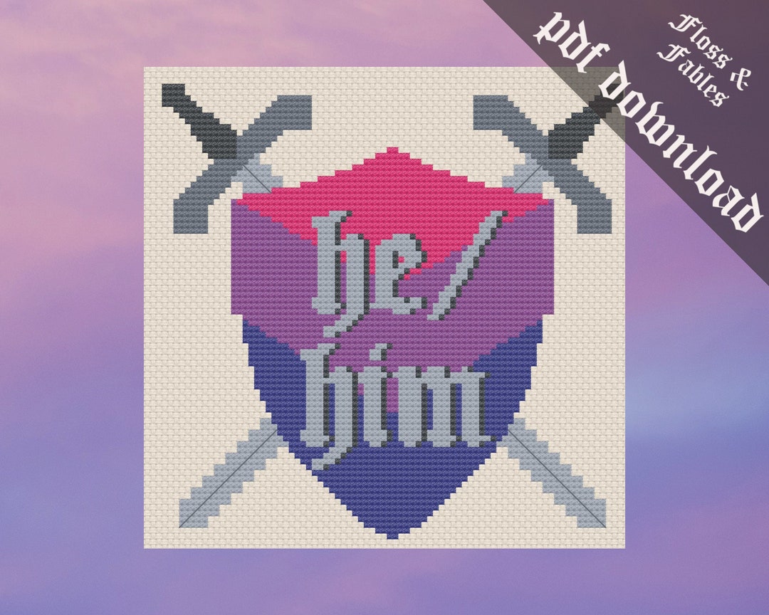 Bisexual Pride Sword and Shield Cross Stitch Pdf Pattern, Bi, He/him ...