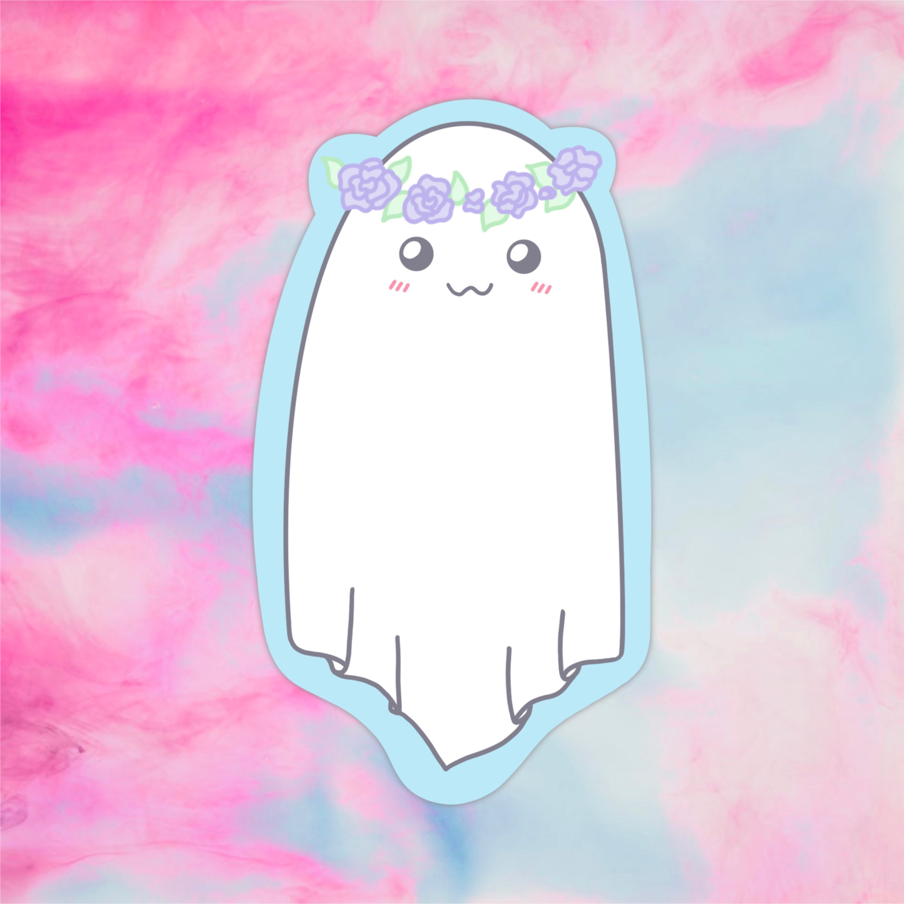 Flower Crown Ghost Cute and Spooky Ghost Sticker - Etsy
