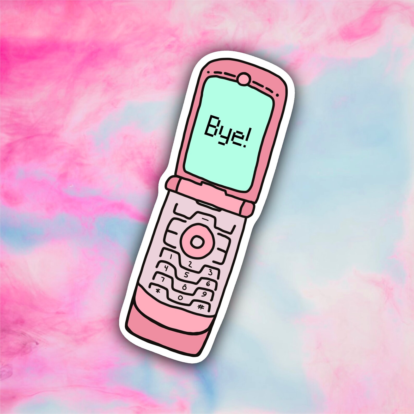 Pink Flip Phone Sticker - Etsy