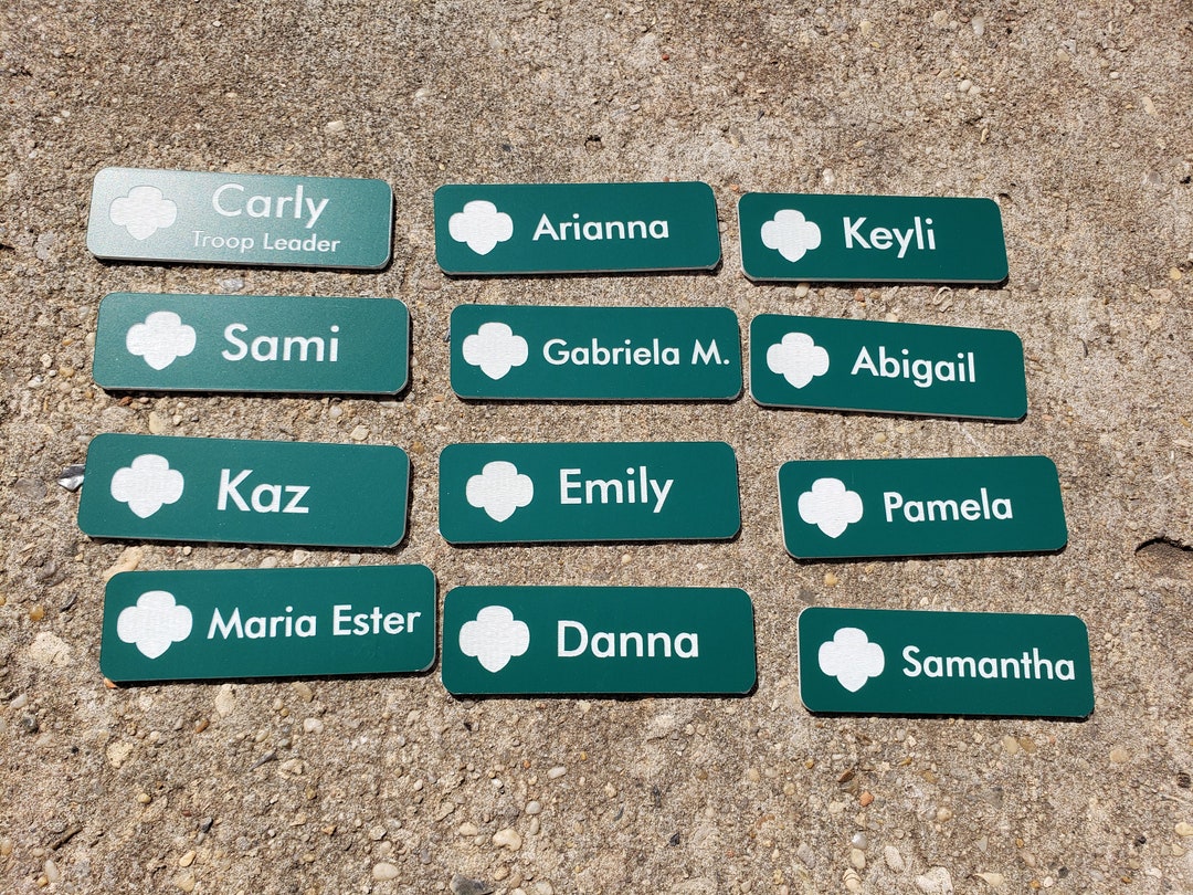 Girl Scout Name Tags Girl Scout Vest Name Badges W Magnet Id Etsy