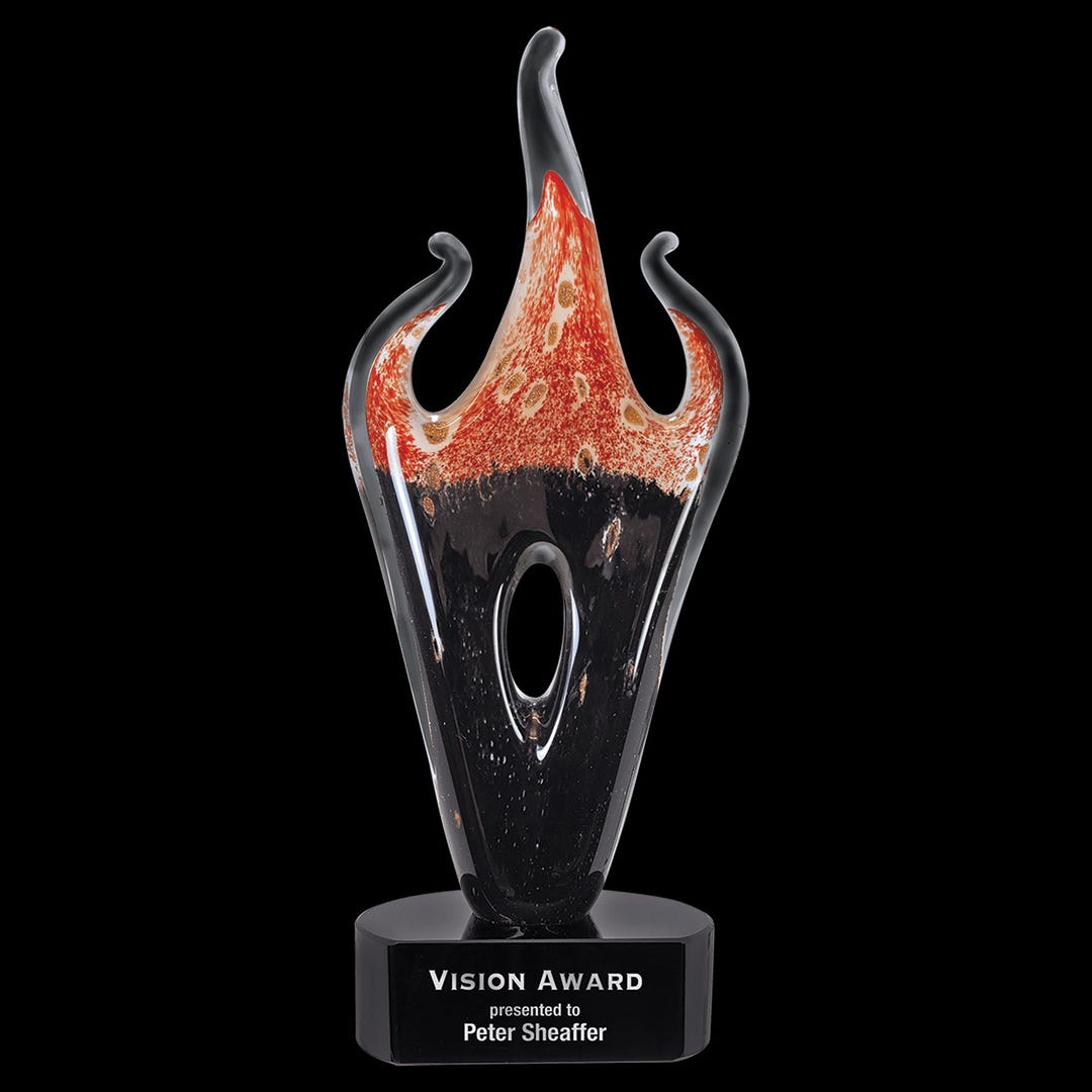 Personalized 16 Red Flames Art Glass Sculpture, Christmas Gift, Mothers ...