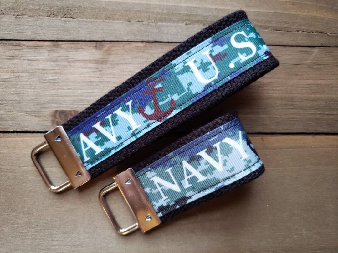 U.S. Navy Keychain / Wristlet Keychain / Ribbon Keychain / Ribbon ...