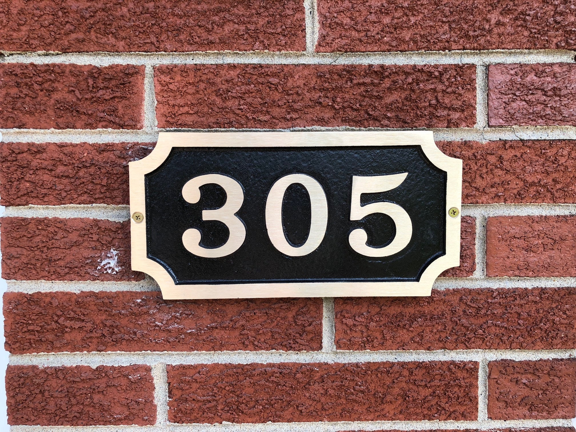 Solid Brass Horizontal House Number Sign: Traditional Style, "william ...