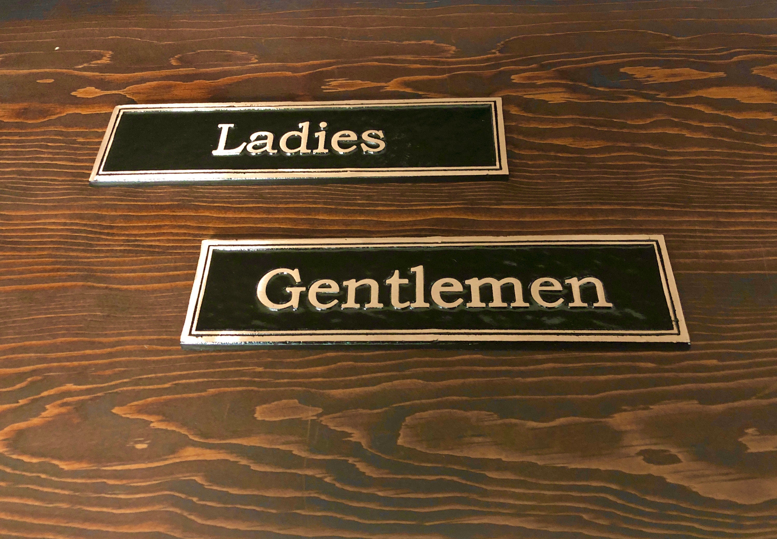 Brass Ladies and Gentlemen Restroom Sign Set: Contemporary Style, (9 5/ ...