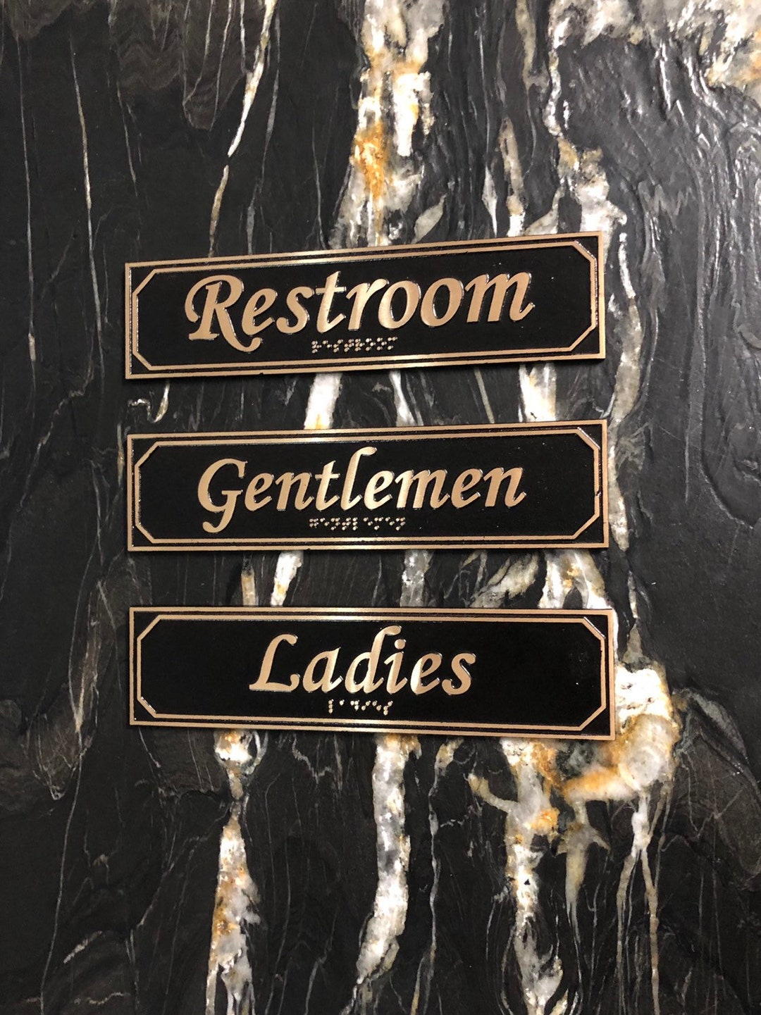 Brass Ladies, Gentlemen, Restroom Signs With Braille, Set of Three: (9 ...