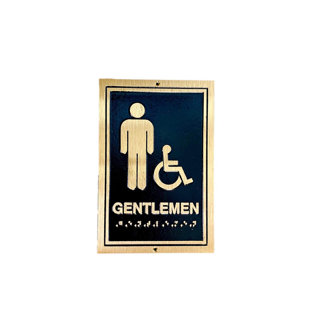 Gentlemen Restroom: Door or Wall Sign, Modern Series Brass Sign With ...