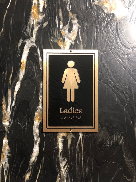 Ladies Room: Door or Wall Sign Contemporary Series Brass Sign - Etsy