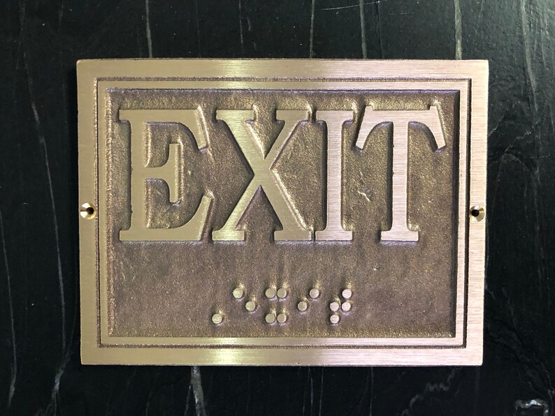 Exit: Door or Wall Sign Contemporary Series Brass Sign With - Etsy