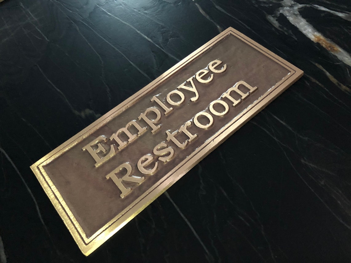Employee Restroom: Door or Wall Sign Pure Brass Sign 10 - Etsy