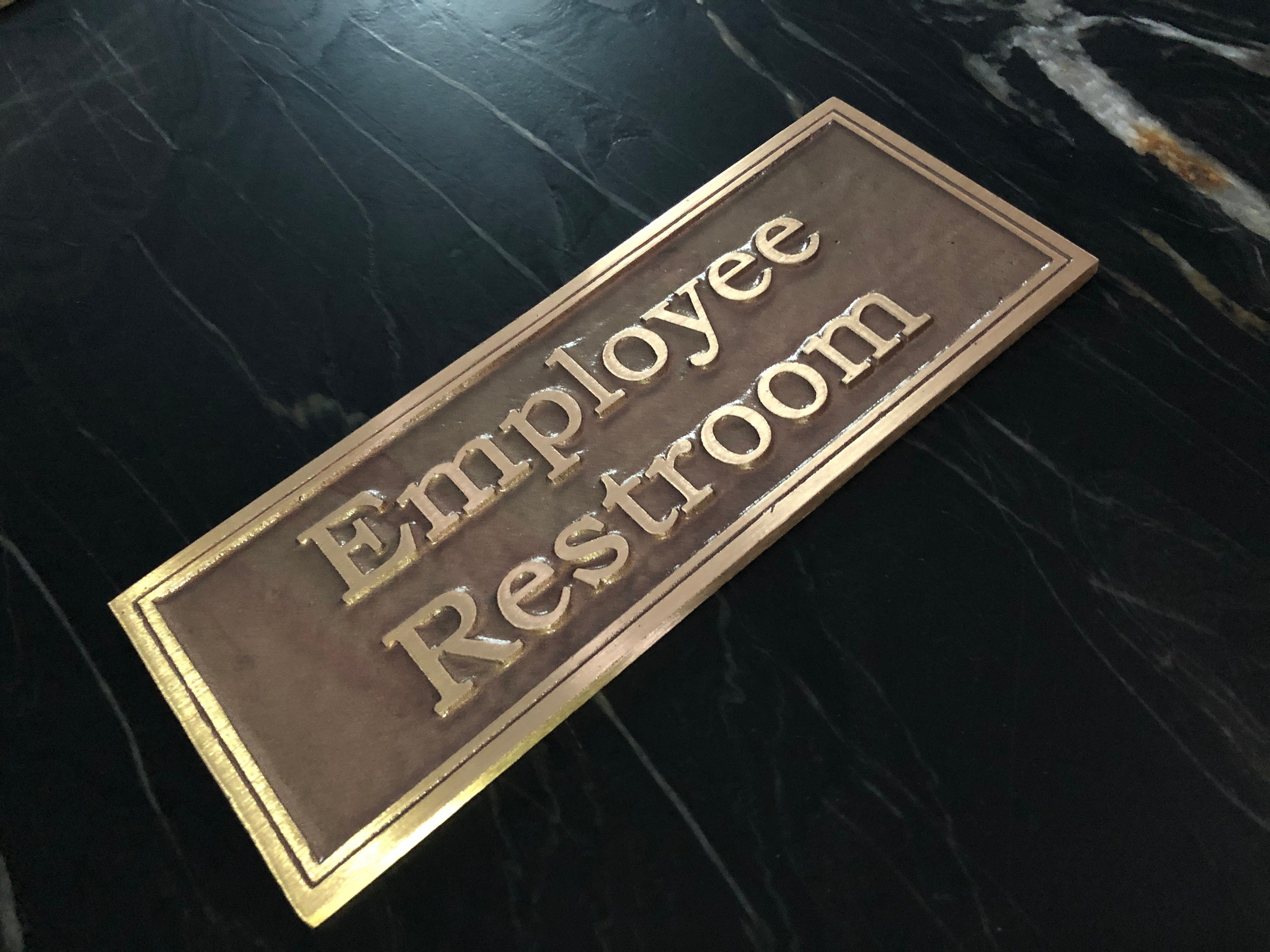 Employee Restroom: Door or Wall Sign Pure Brass Sign 10 | Etsy