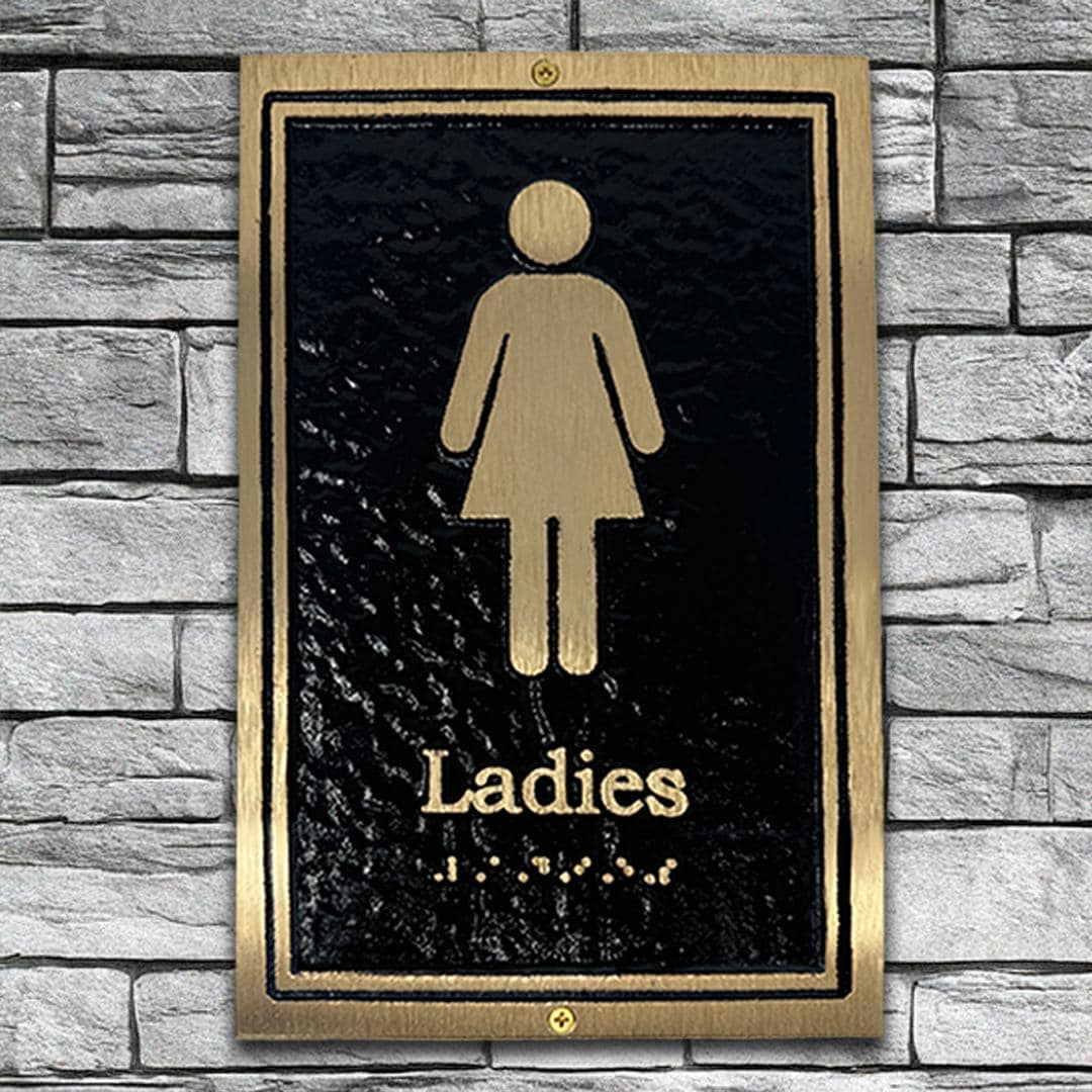 Ladies Room: Door or Wall Sign, Contemporary Series Brass Sign With ...