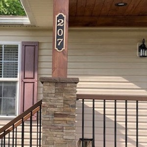 Custom House Number Sign Solid Brass: Traditional, Vertical Palmer Arch ...