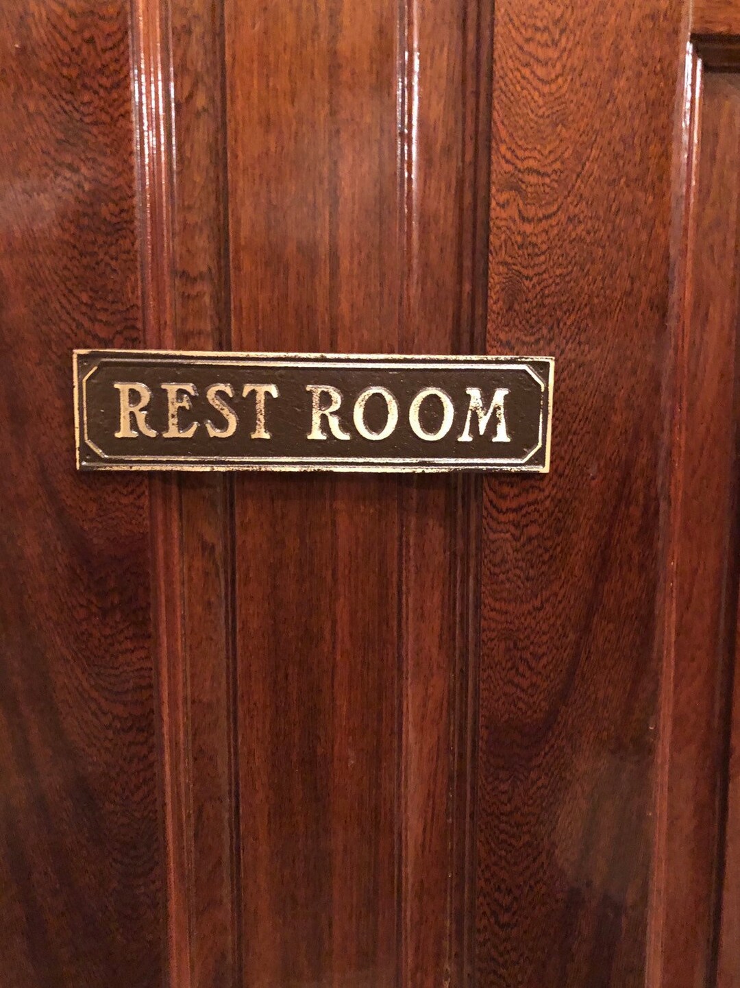 Restroom: Rustic Farmhouse Series, Door or Wall Sign, Pure Brass ...