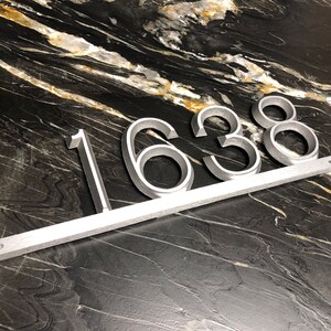 Modern House Numbers, Industrial Aluminum Finish, Horizontal, Solid ...
