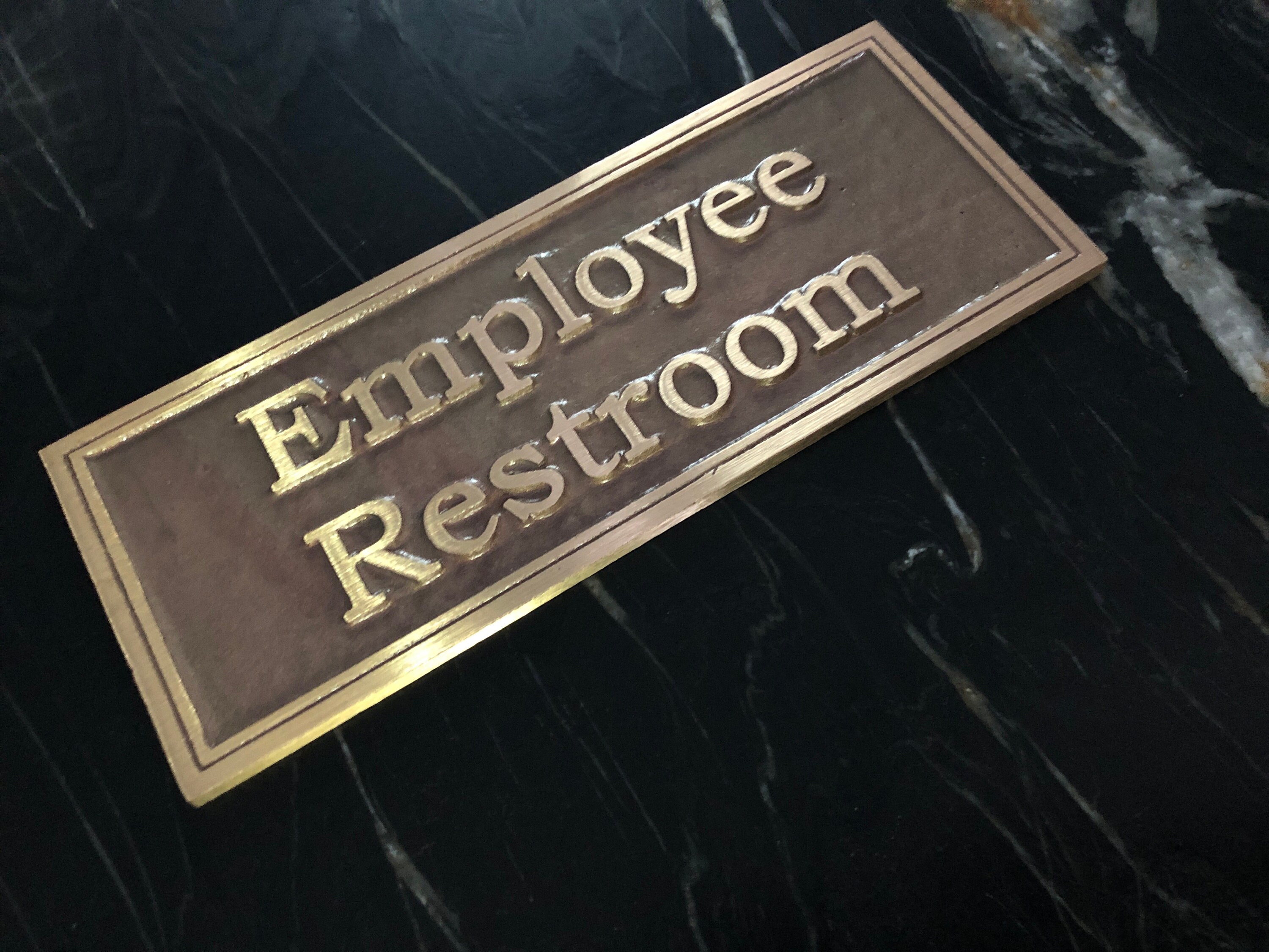 Employee Restroom: Door or Wall Sign Pure Brass Sign 10 | Etsy