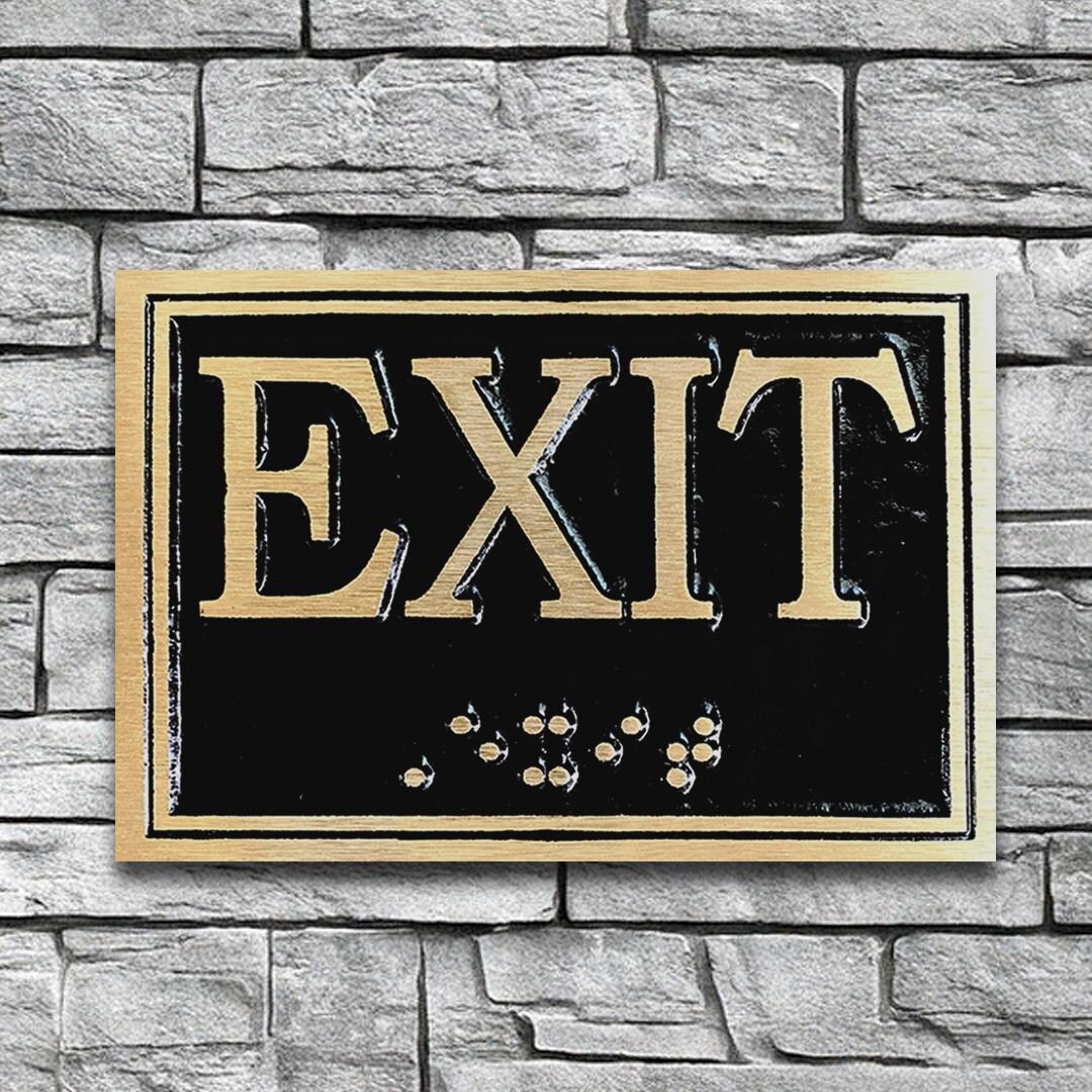 Brass Exit Sign With Braille: Contemporary Style, (6" X 4 1/2") - Etsy