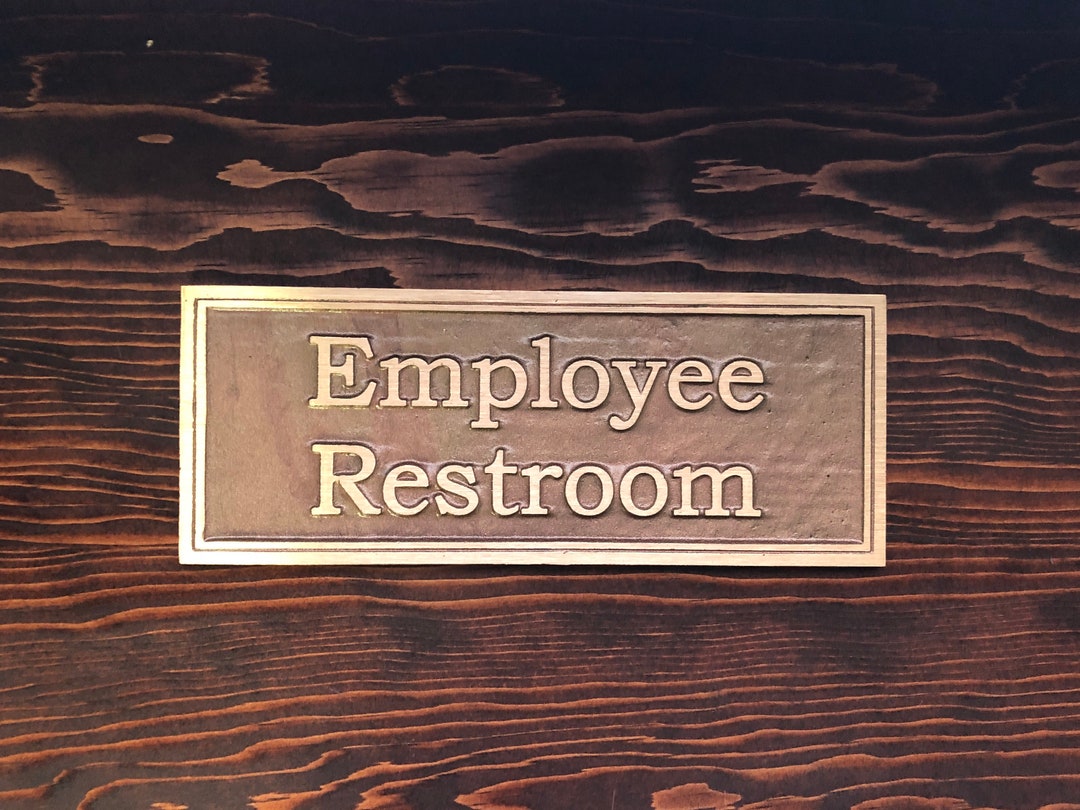 Employee Restroom: Door or Wall Sign, Pure Brass Sign 10" X 3/16" X 3 7 ...