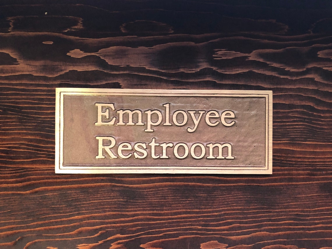 Employee Restroom: Door or Wall Sign Pure Brass Sign 10 | Etsy