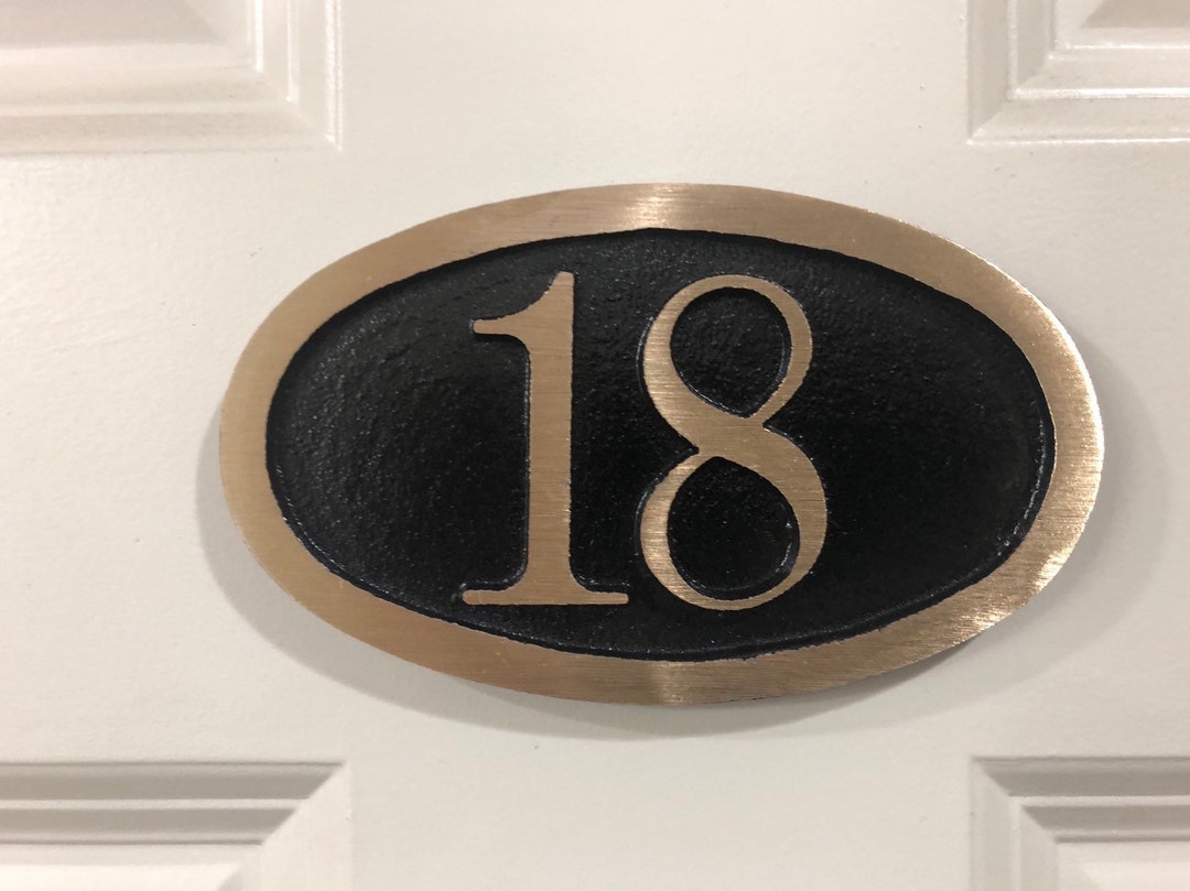 Address Door Number Plaque: Small Brass Oval House Sign, 5" X 3", Bold ...
