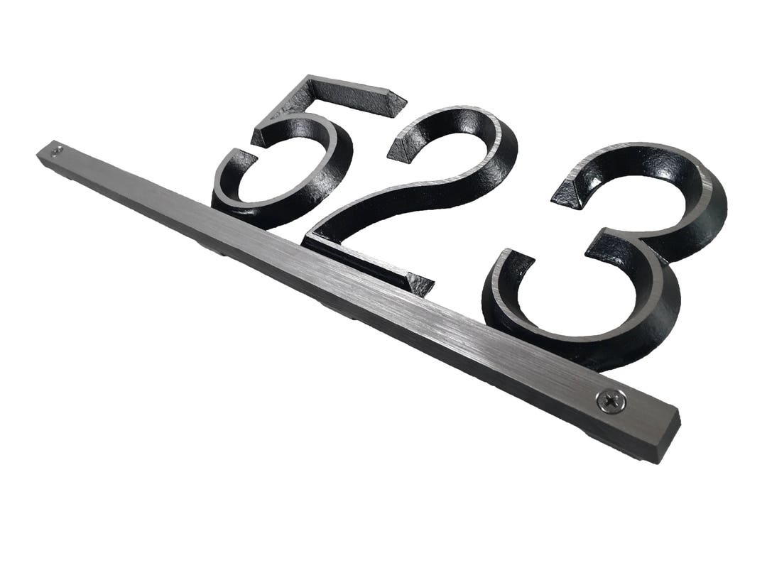 Modern Address Plaque, Horizontal House Numbers, Solid Aluminum Sign 5 ...