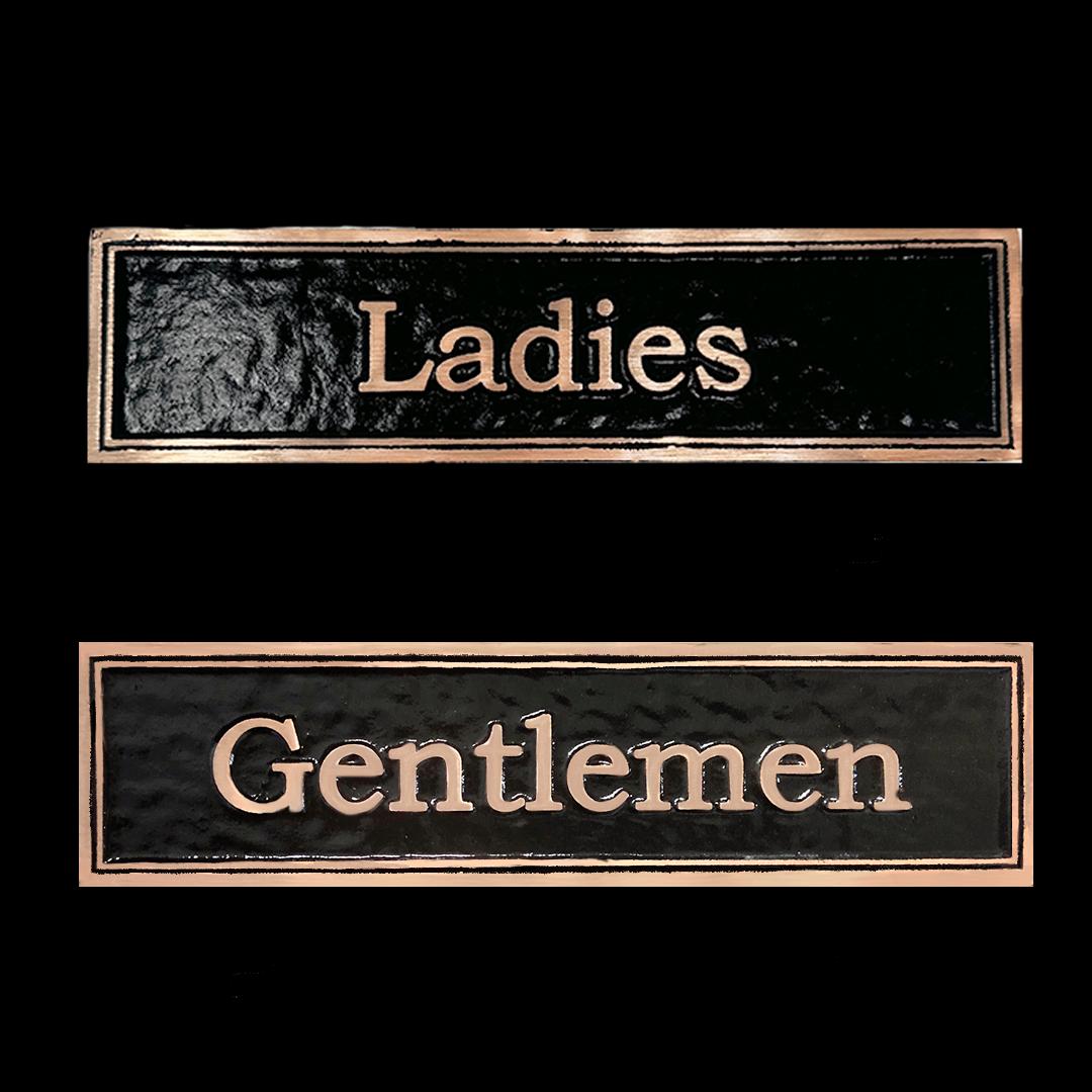 Brass Ladies and Gentlemen Restroom Sign Set: Contemporary Style, (9 5/ ...