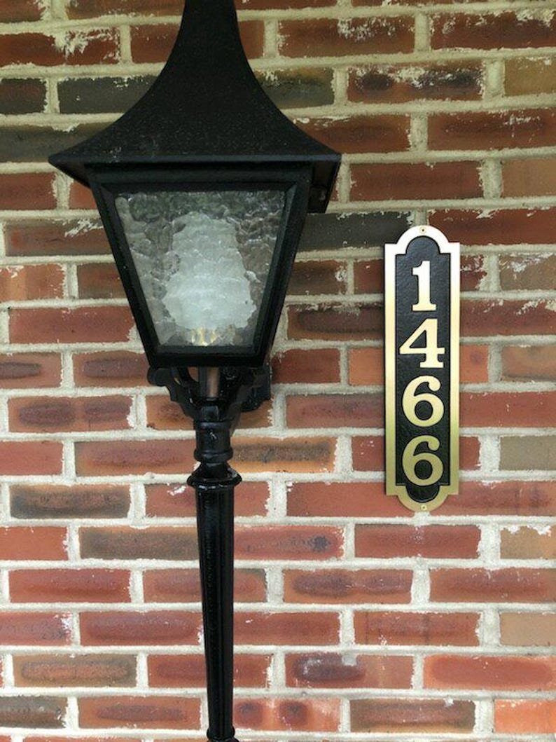 Solid Brass Vertical House Number Sign: Traditional "palmer" Arch ...