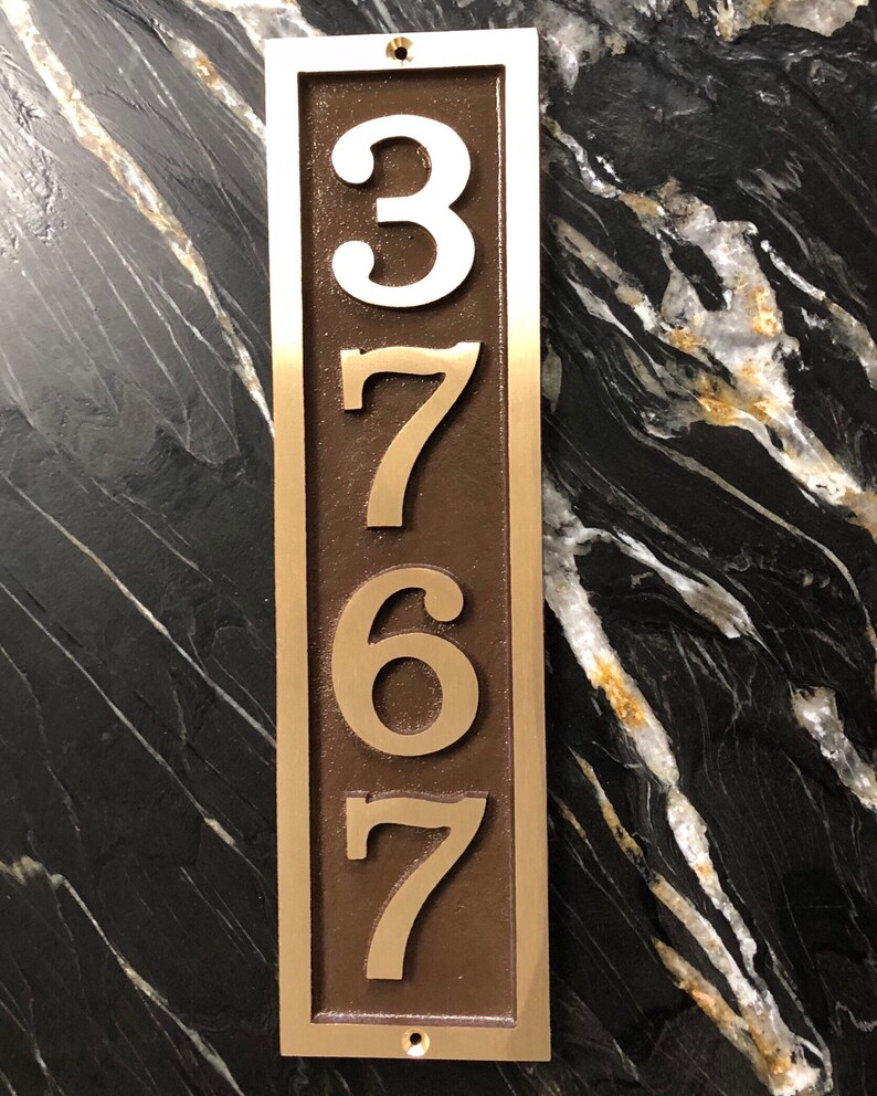 Custom House Number Sign: Solid Brass, Vertical, 4 1/4" X 16 ...