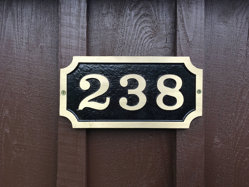 Custom House Number Sign Traditional Solid Brass Horizontal | Etsy