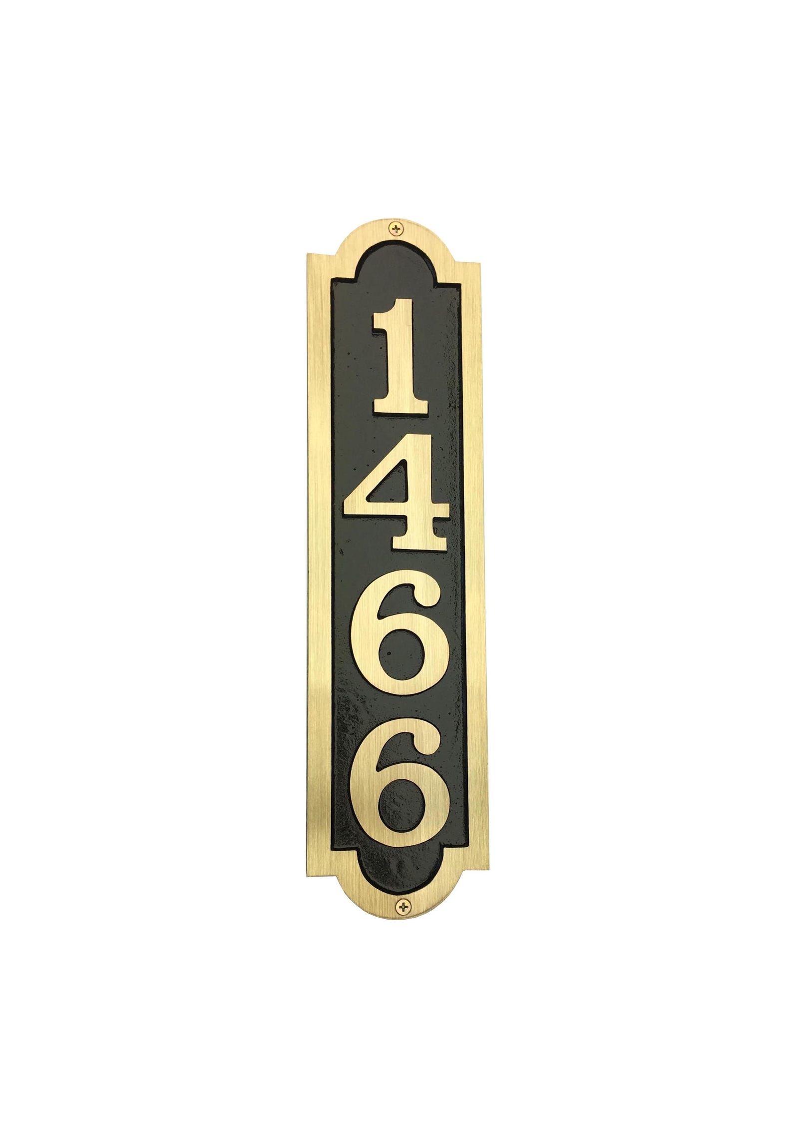 Solid Brass Vertical House Number Sign: Traditional "palmer" Arch ...